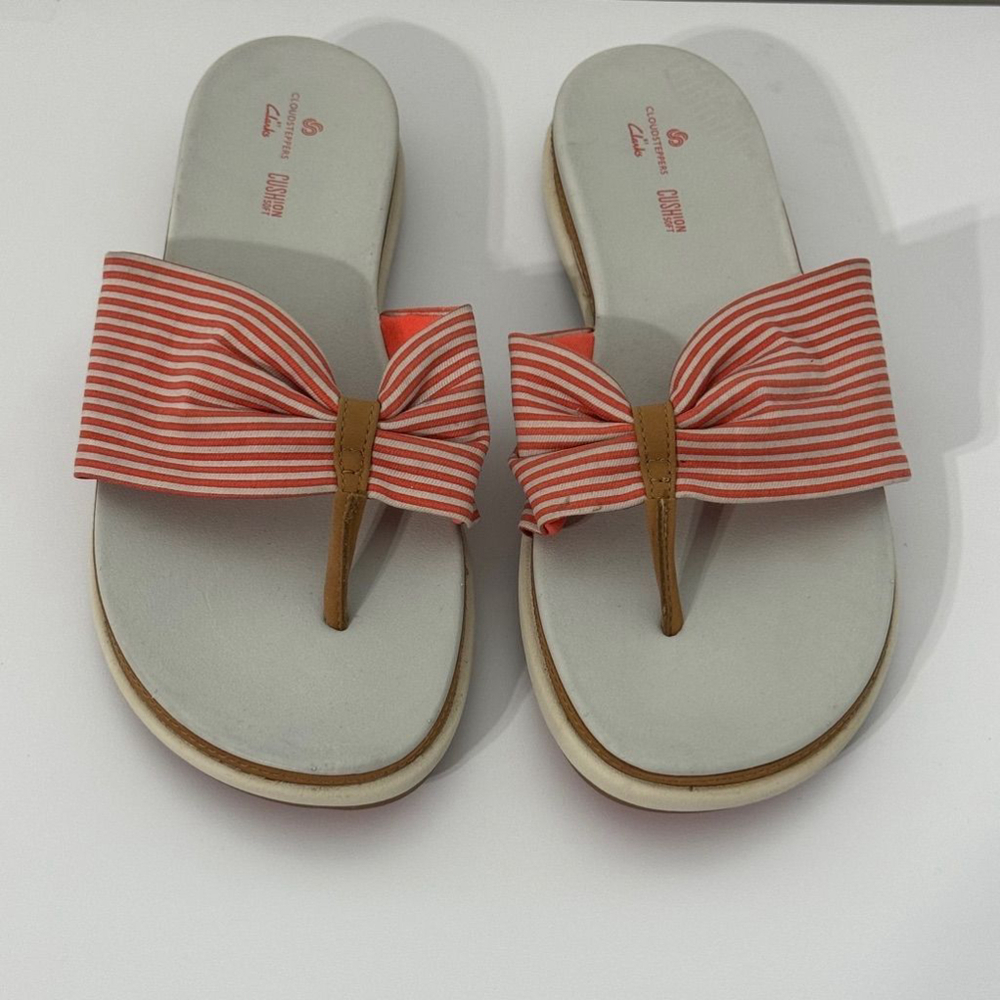 Clarks Eliza June Slide Sandal, Red/Off White Canvas,… - Gem
